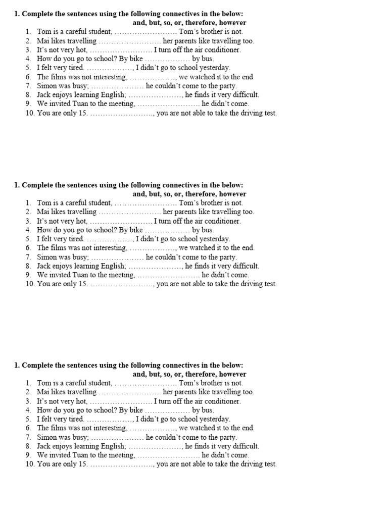 And, But, So, Or, However, Moreover | PDF