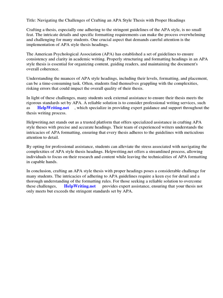 Apa Style Thesis Headings | PDF | Apa Style | Citation