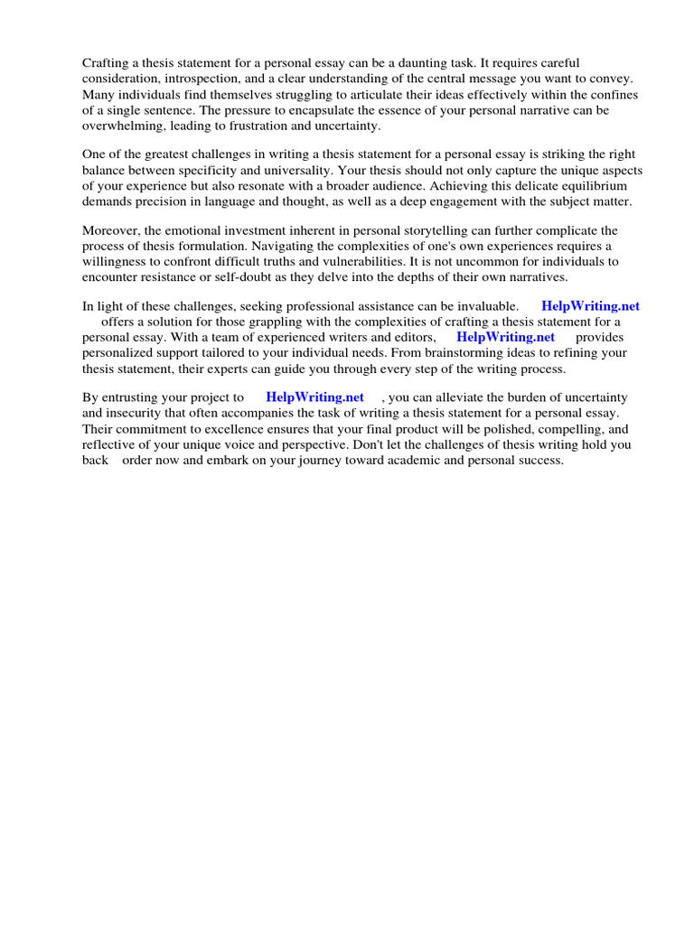Crafting a Personal Essay Thesis Statement | PDF | Essays | Thesis