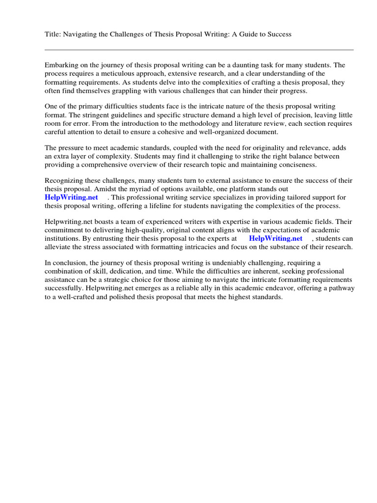 Thesis Proposal Writing Format | PDF