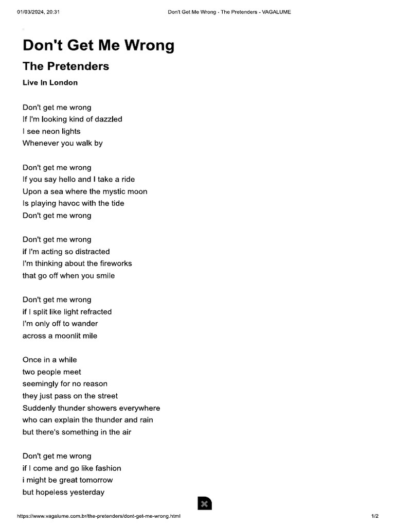 Dont Get Me Wrong Original | PDF