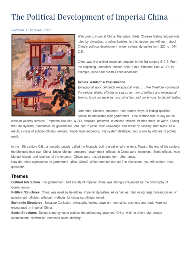 The Political Development of Imperial China - Student Text | PDF