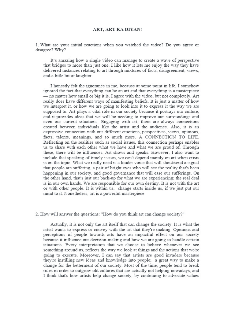 The Impact of Art on Society | PDF | Reality | Idea