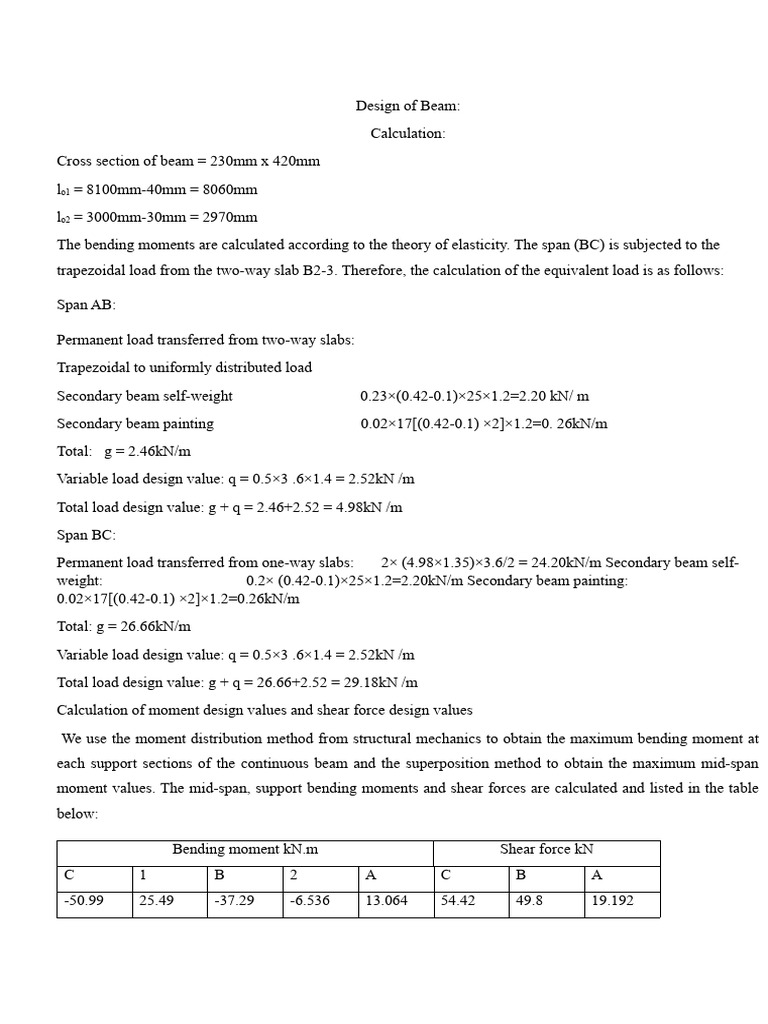 Bending Moment Design Value Calculation | PDF | Stairs | Bending