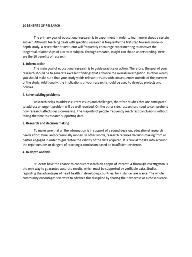 10 Benefits of Research | PDF