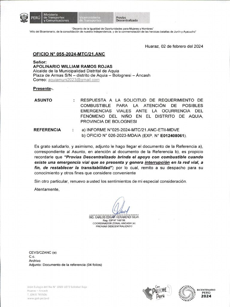 Oficio N°55-2024-Mtc21.anc | PDF