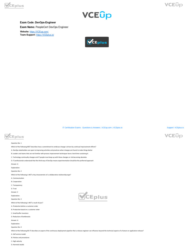 PeopleCert - Pre .DevOps Engineer.40q DEMO | PDF | Cloud Computing ...