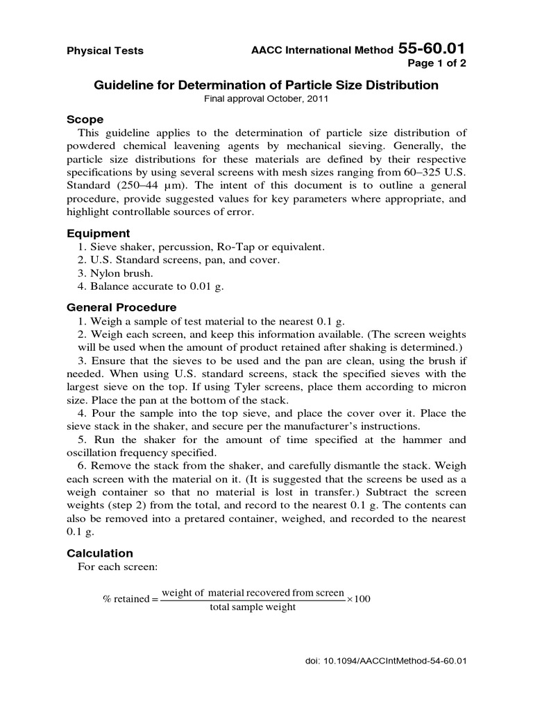 Guideline For Determination of Particle Size Distribution: Scope | PDF | Particle Size ...