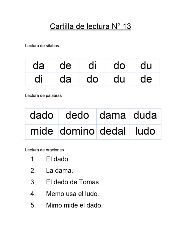 Ficha 13 Cartillas de Lectura | PDF