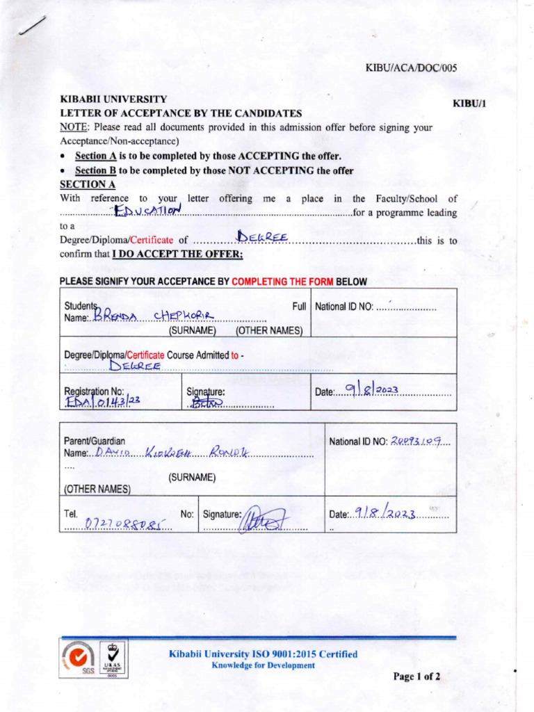Letter of Acceptance KBU1 | PDF
