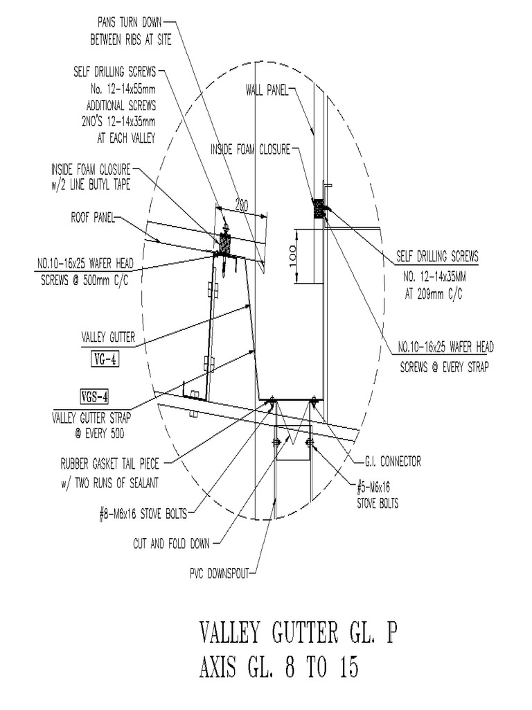 Valley Gutter Detil J 215 GL .P Axis 8 To 15 | PDF