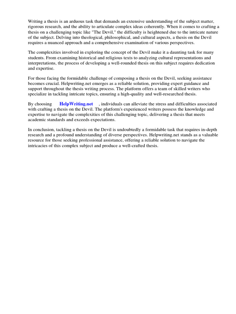 Thesis On The Devil | PDF | Devil | Satan