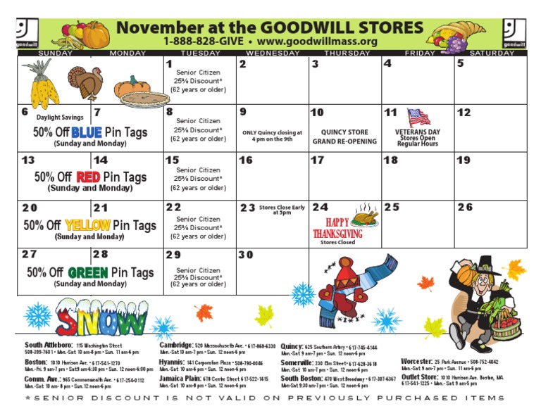Goodwill's November Retail Calendar | PDF