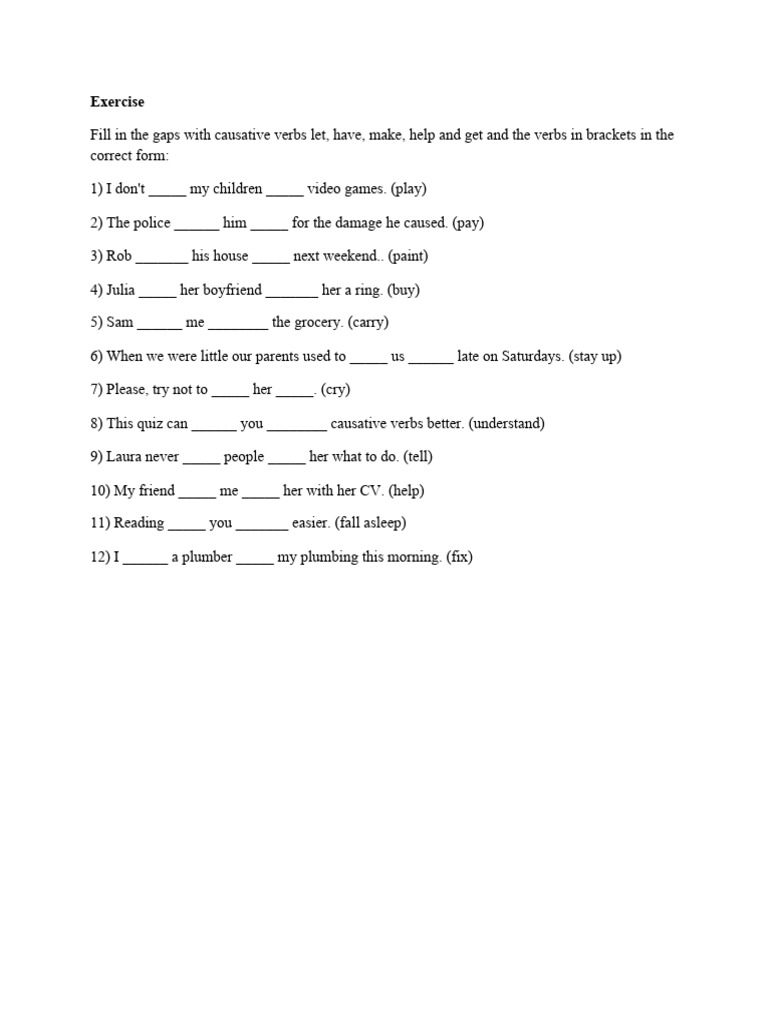 Causative Verbs Let Make Have Get Help 2 | PDF