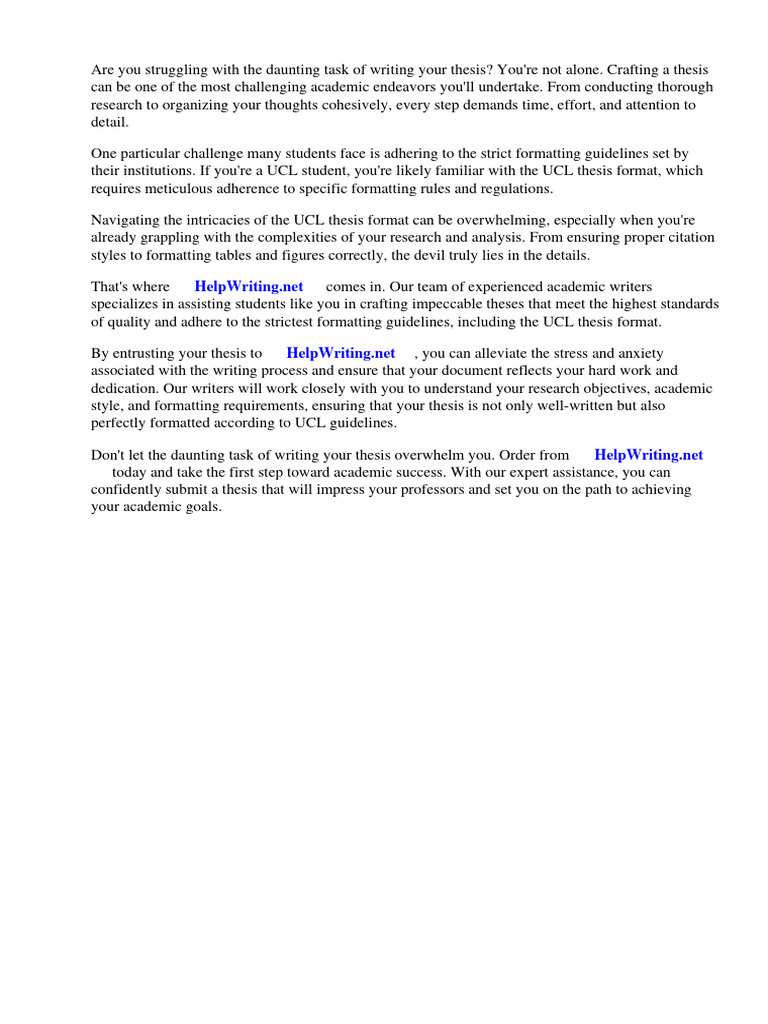 Ucl Thesis Format | PDF | Thesis | Abstract (Summary)