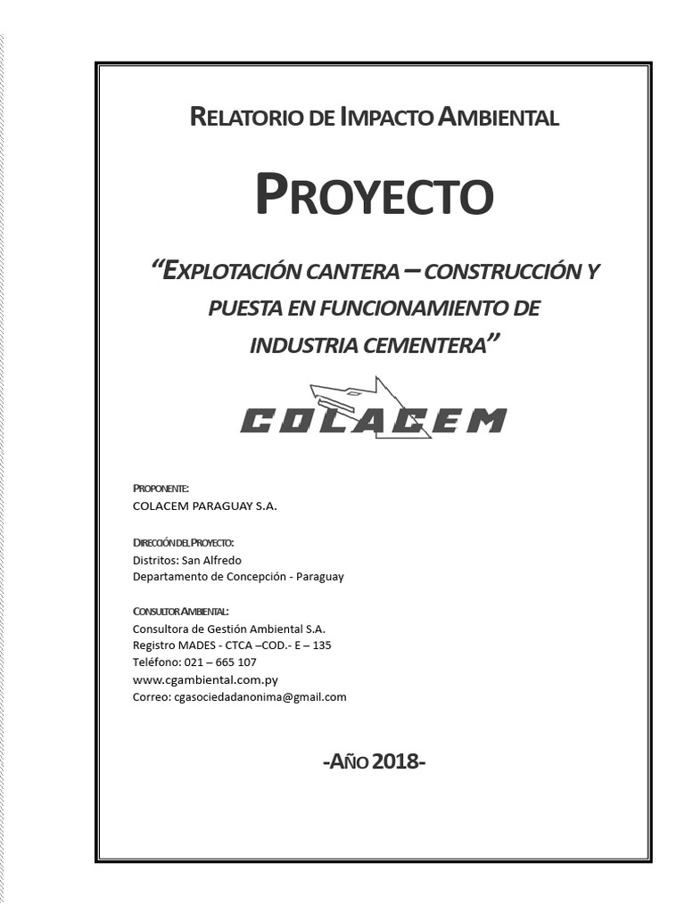 Colacem - Py Samuel.j | PDF | Evaluación de impacto ambiental | Minería