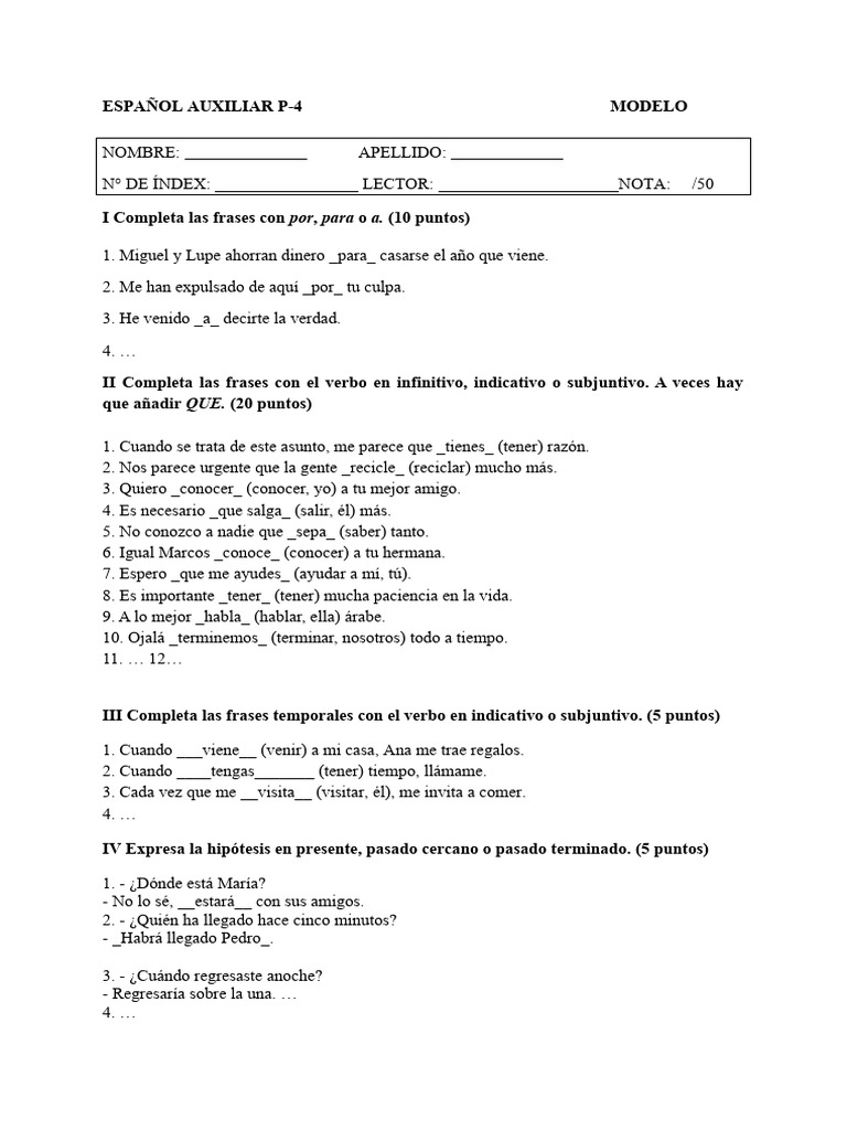 Modelo - Examen P-4 | PDF