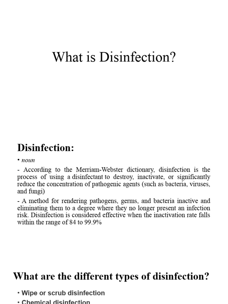 Types and Principles of Disinfection | PDF | Disinfectant ...