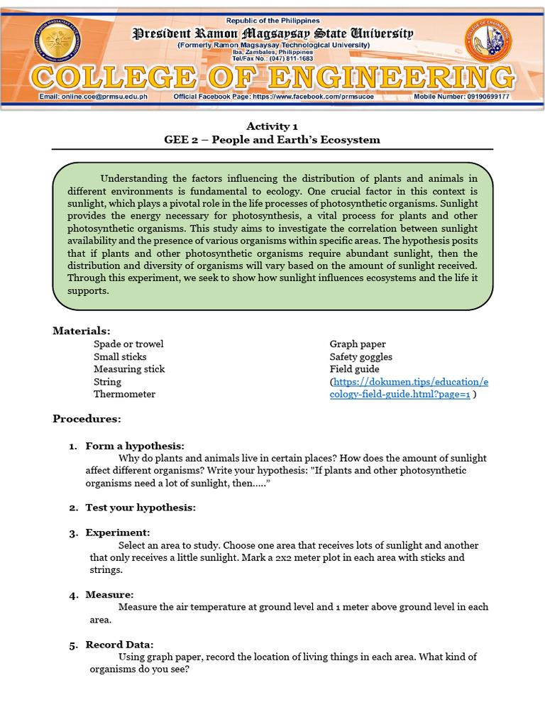 GEE 2 Activity 1 | PDF