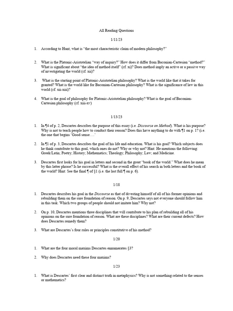 Key Philosophical Questions and Insights | PDF | David Hume | René ...