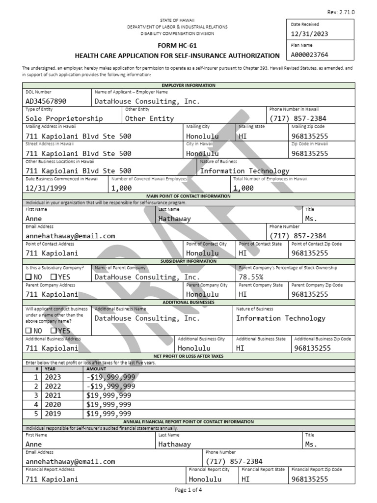 HC-61 (Draft) - v1.1 | Download Free PDF | Insurance | Employment