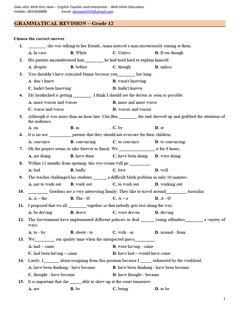 Grammatical Review Modified 2 | PDF | Ho Chi Minh City