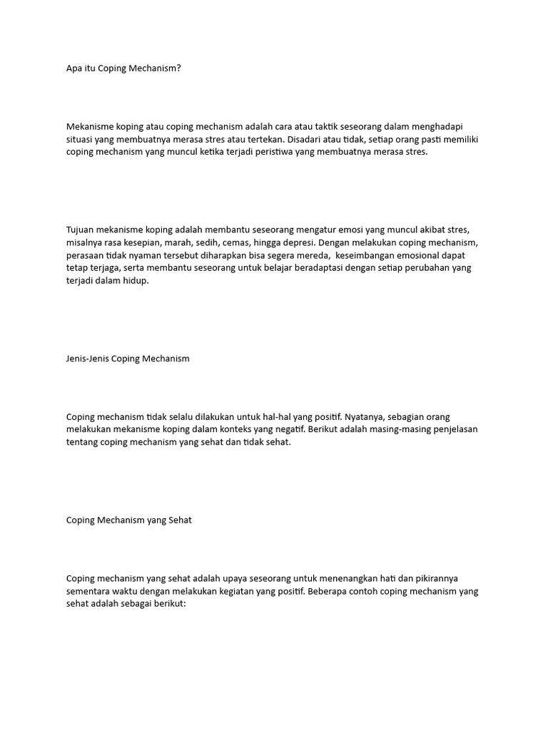 Memahami Mekanisme Koping Stres | PDF