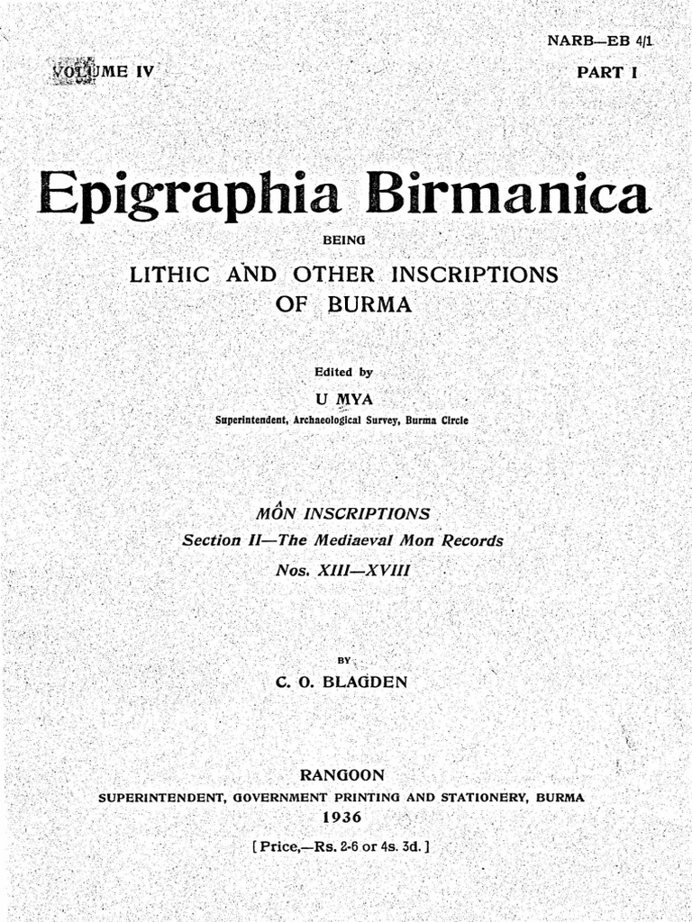 Epigraphia Birmanica Vol.4 | PDF | Prayer | Enlightenment In Buddhism