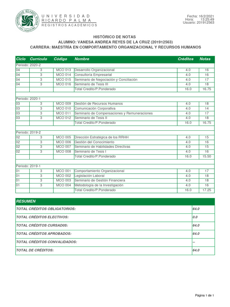 (11)HISTORICO DE NOTAS URP | PDF