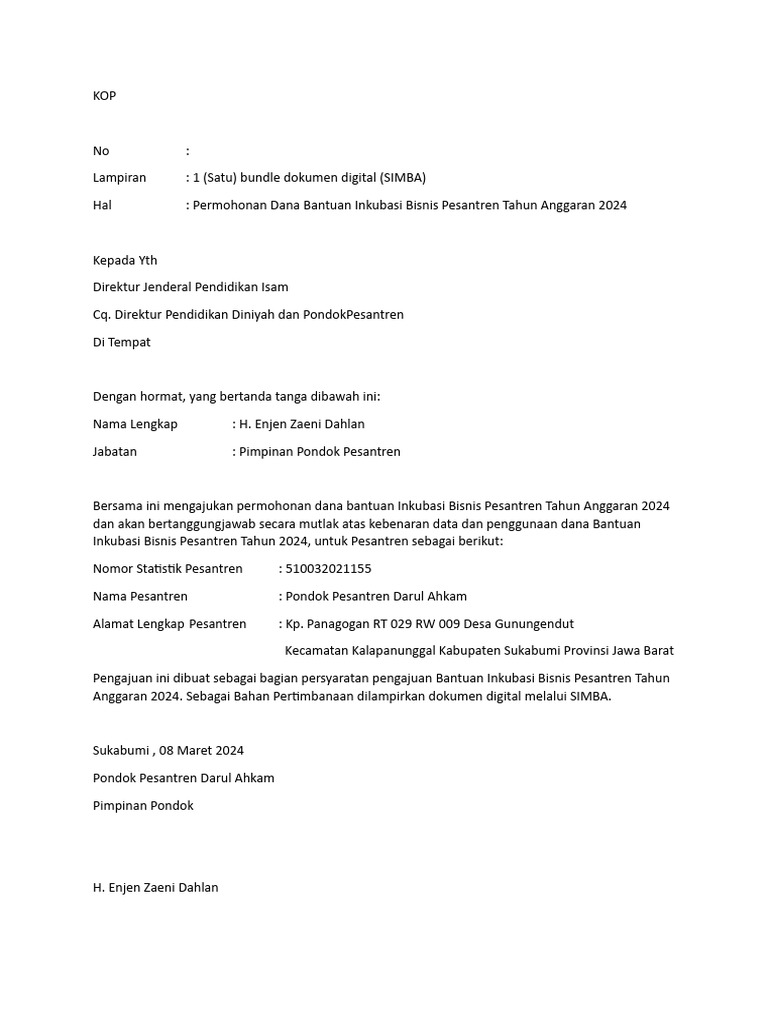 A. Format Surat Permohonan Dana Bantuan | PDF | Kesehatan Holistik