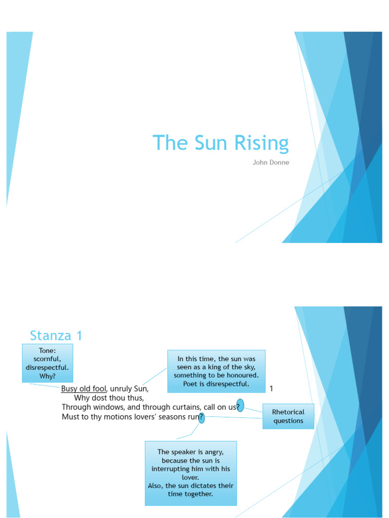The Sun Rising Poem Analysis | PDF