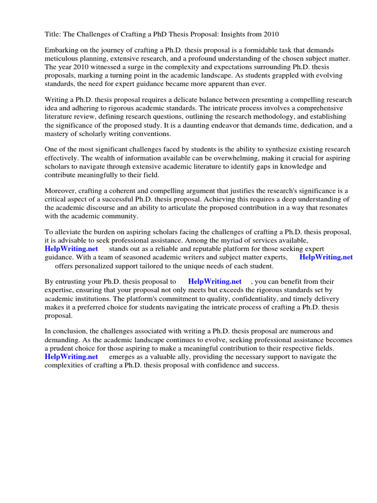 Phd Thesis Proposal Sample 2010 Pdf Thesis Doctor Of Philosophy