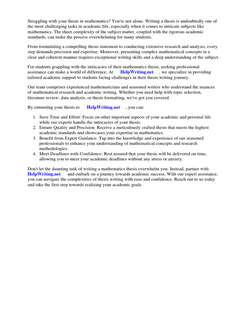 Expert Help for Mathematics Theses | PDF | Thesis | Mathematics