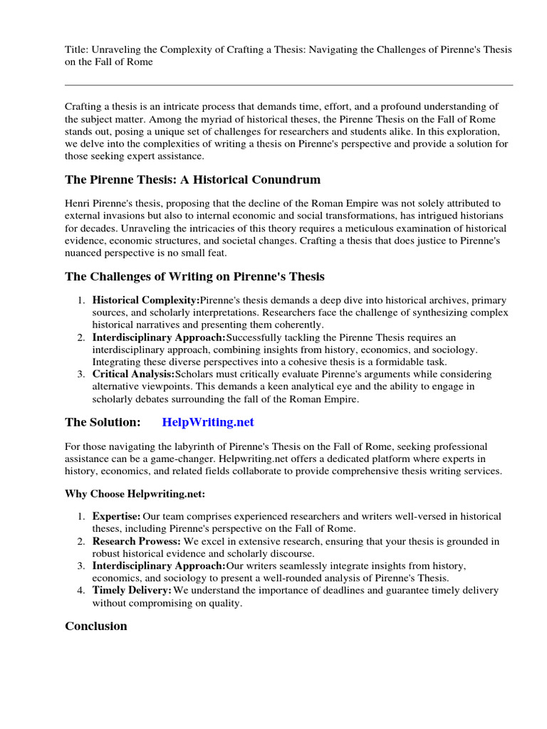 Pirenne Thesis Fall of Rome | PDF