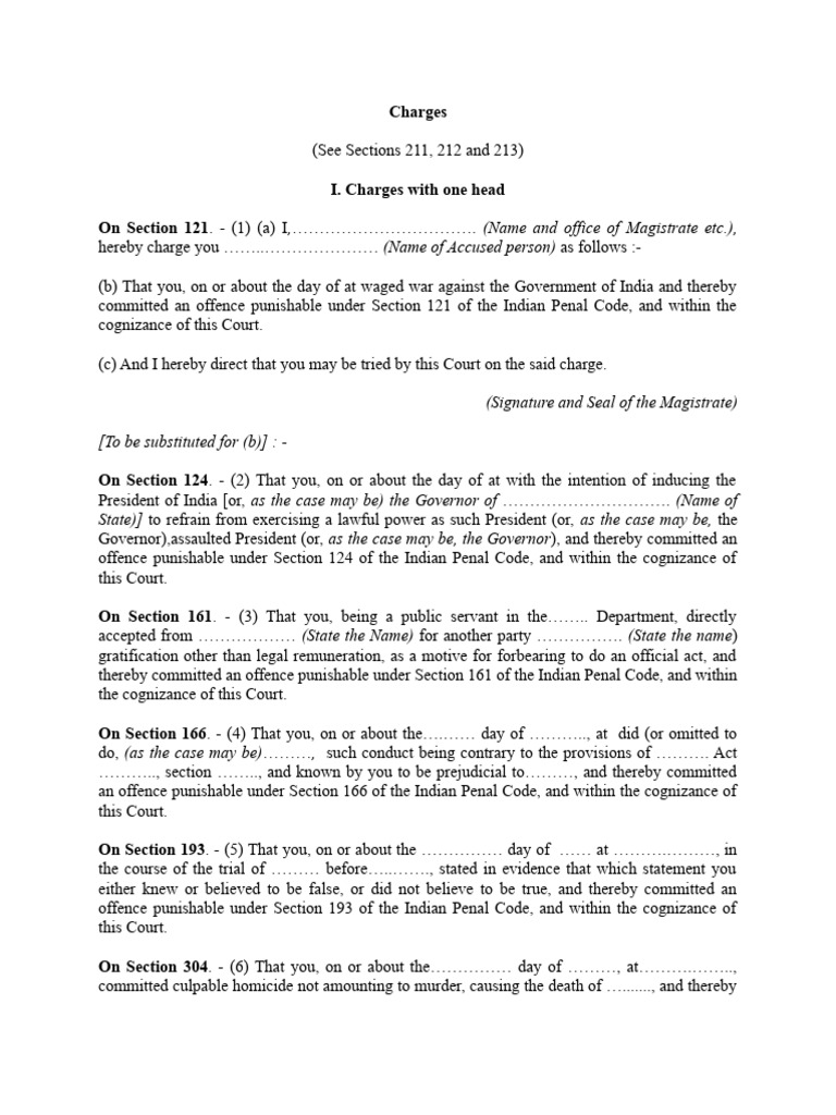 Charges-Drafting-Criminal Template-653 | PDF | Theft | Crimes