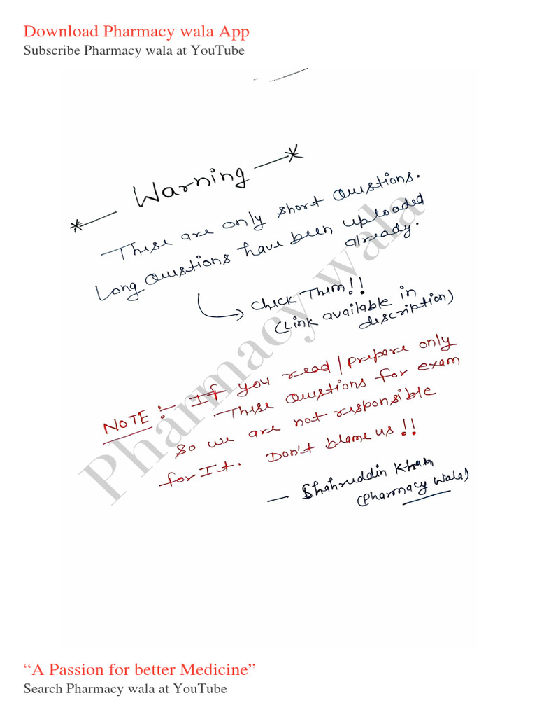 POC 2nd Short Important Questions Solution B Pharm 3rd Semester ...