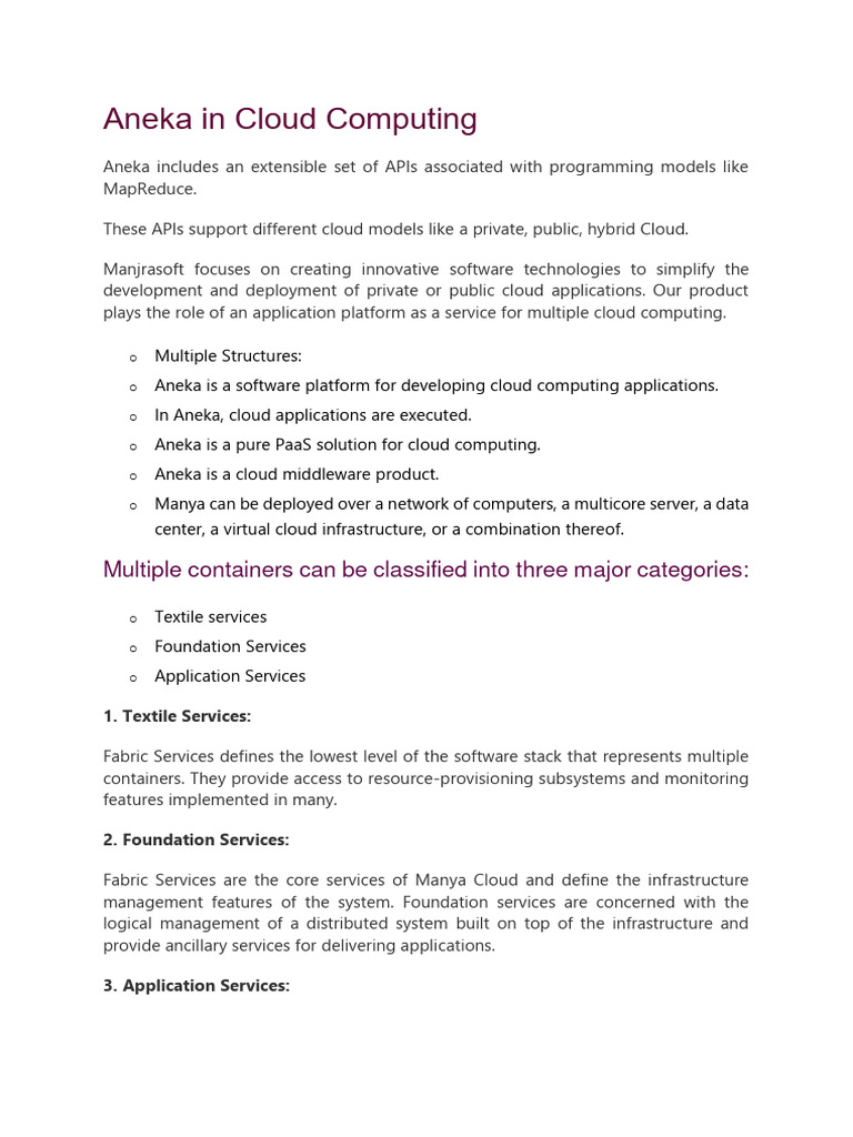 Unit 4 Aneka in Cloud Computing | PDF | Cloud Computing | Computing Unit 4 Aneka in Cloud Computing | PDF | Cloud Computing | Computing