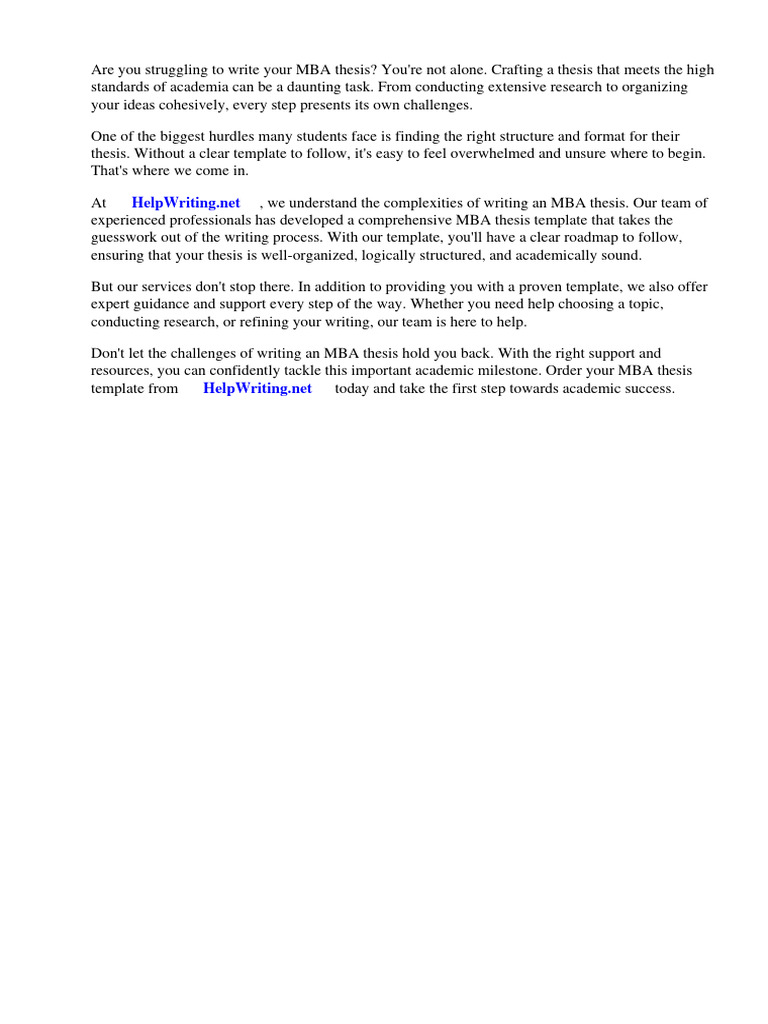 Mba Thesis Template | Download Free PDF | Leadership | Marketing
