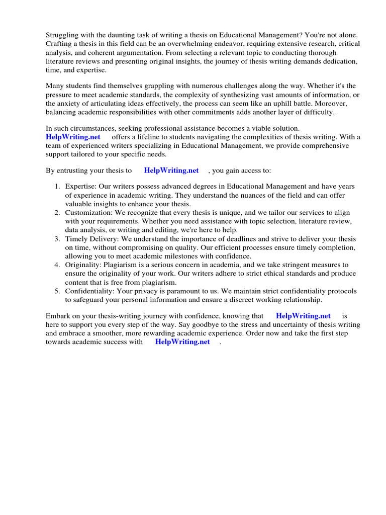 Thesis Topics Educational Management | PDF | Thesis | Psychology