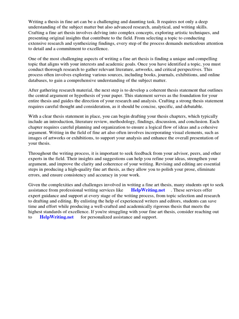 How To Write A Fine Art Thesis | PDF | Thesis | Fine Art