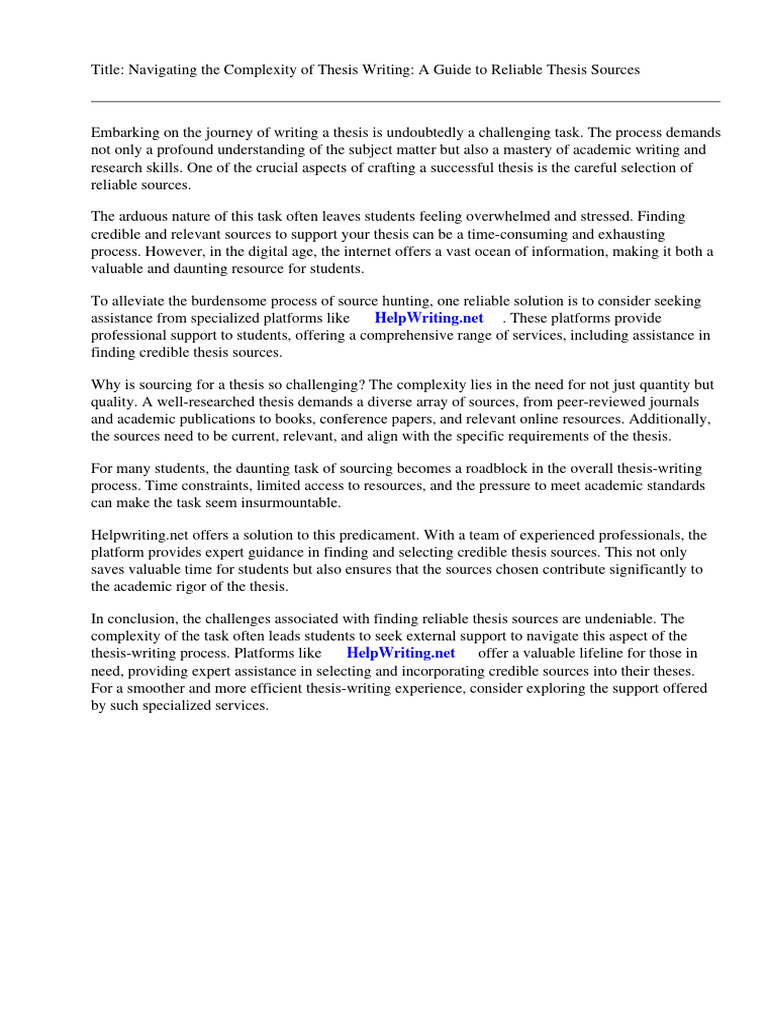 Thesis Sources | PDF | Thesis | Essays