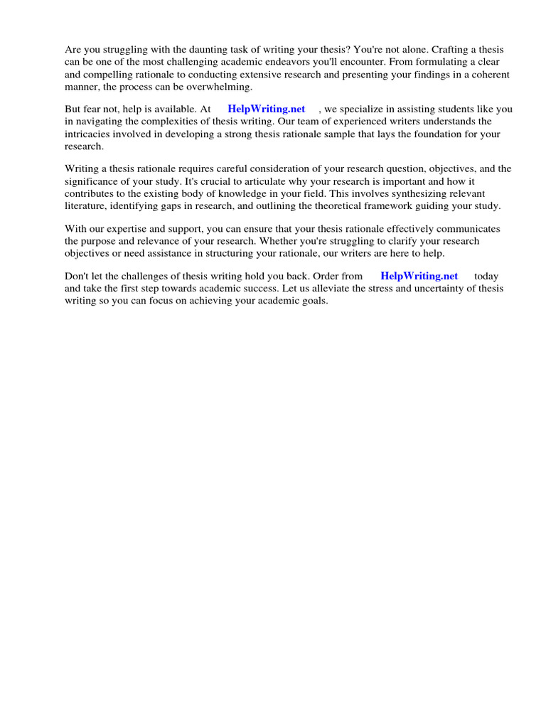 Thesis Rationale Sample | PDF | Thesis | Nursing