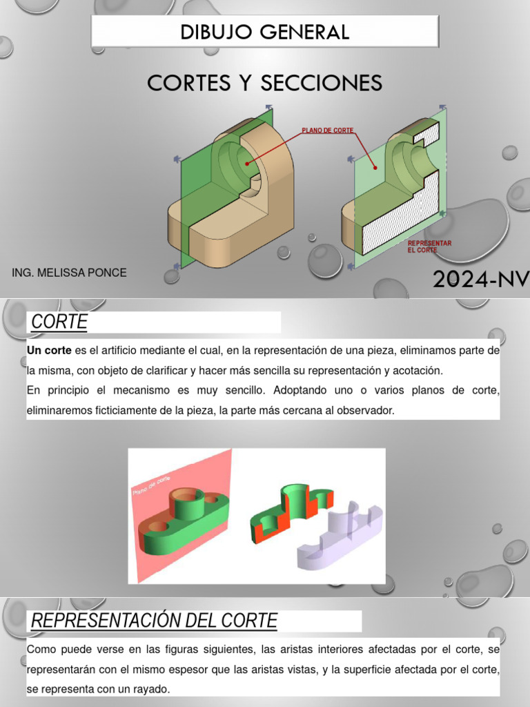 Tipos de Cortes en Dibujo Técnico | PDF | Geometría | Dibujo