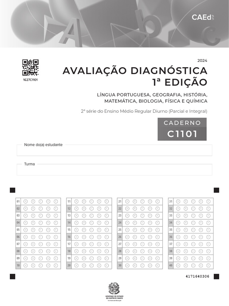 AVALIAÇÃO DIAGNÓSTICA 1 EDIÇÃO - 2 Série Do Ensino Médio Regular Diurno ... AVALIAÇÃO DIAGNÓSTICA 1 EDIÇÃO - 2 Série Do Ensino Médio Regular Diurno ...