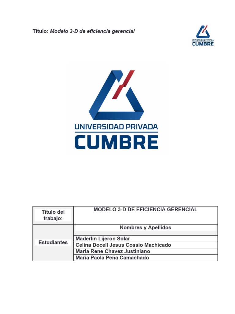 Modelo 3-D | PDF | Crecimiento personal y profesional | Negocios