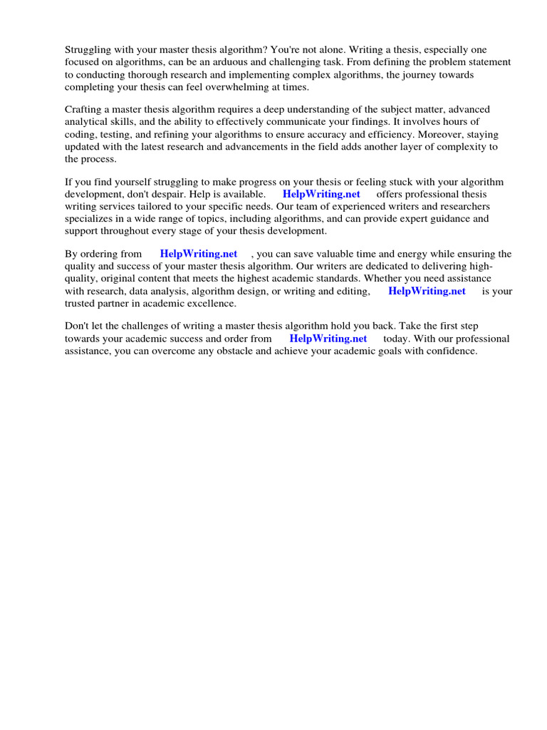 Master Thesis Algorithm | PDF | Algorithms | Thesis