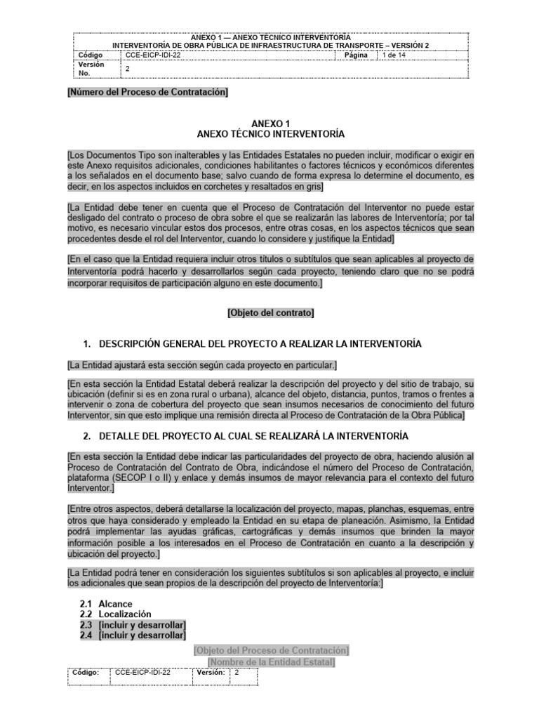 Anexo 1- Anexo Técnico CCE-EICP-IDI-22 | PDF | Planificación | Infraestructura