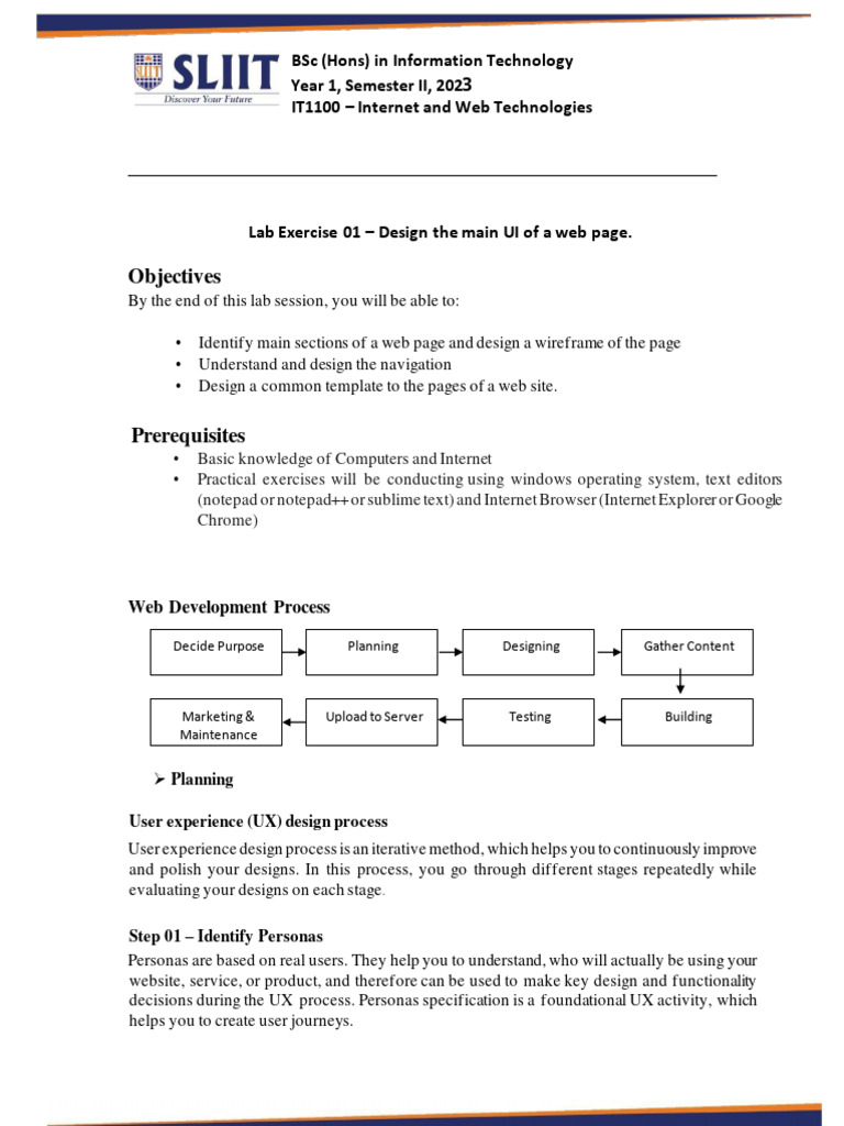 IT1100 IWT - Labsheet 01 | PDF | World Wide Web | Internet & Web