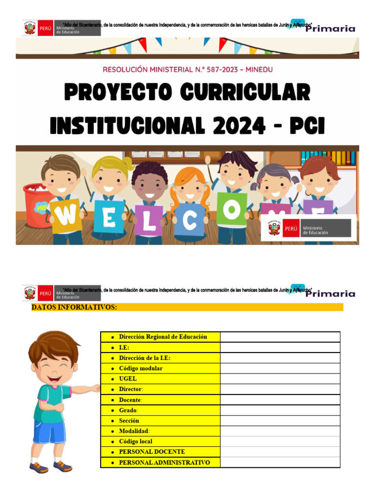 Proyecto Curricular Institucional (Pci) 2024 | Descargar gratis PDF ...