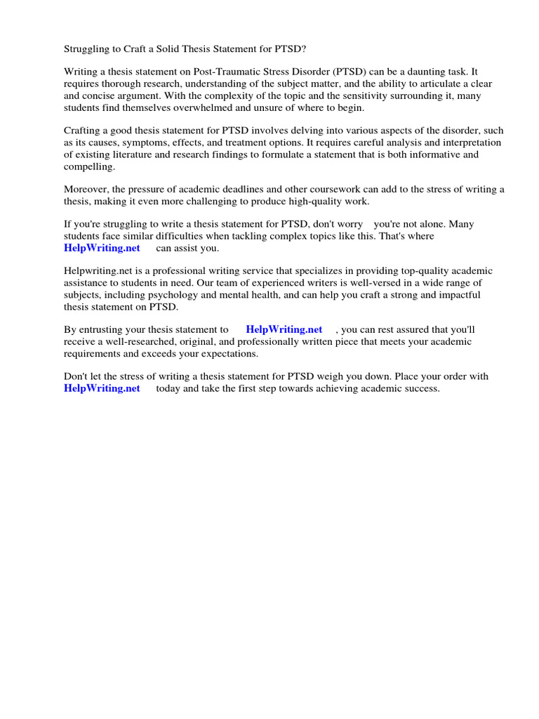 Good Thesis Statement For PTSD | PDF | Psychological Trauma | Anxiety ...